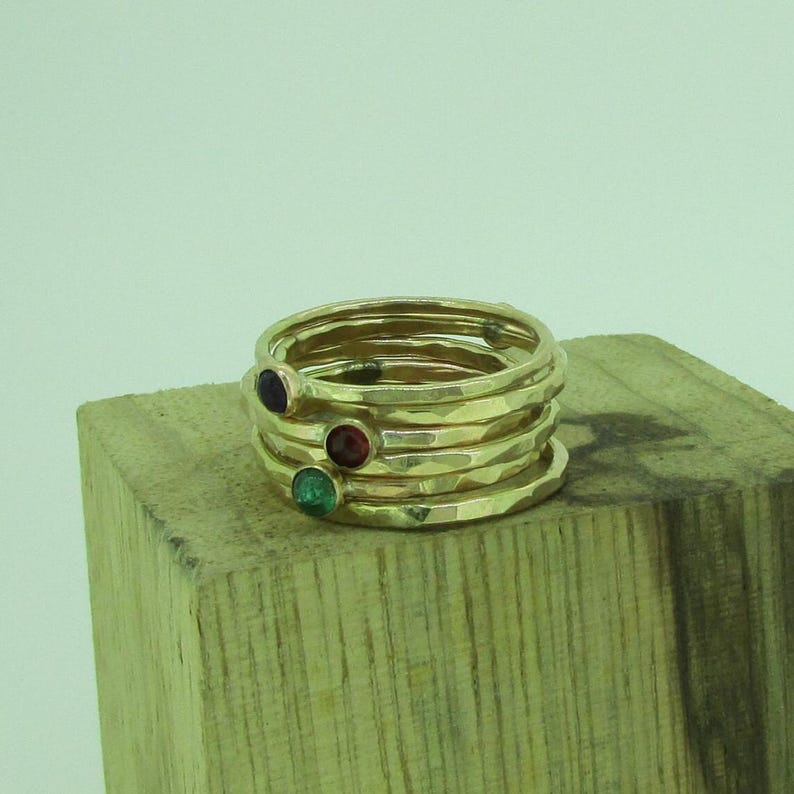 Unique Stacking Rings, Gold Filled Amethyst Rings, February Birthstone ...