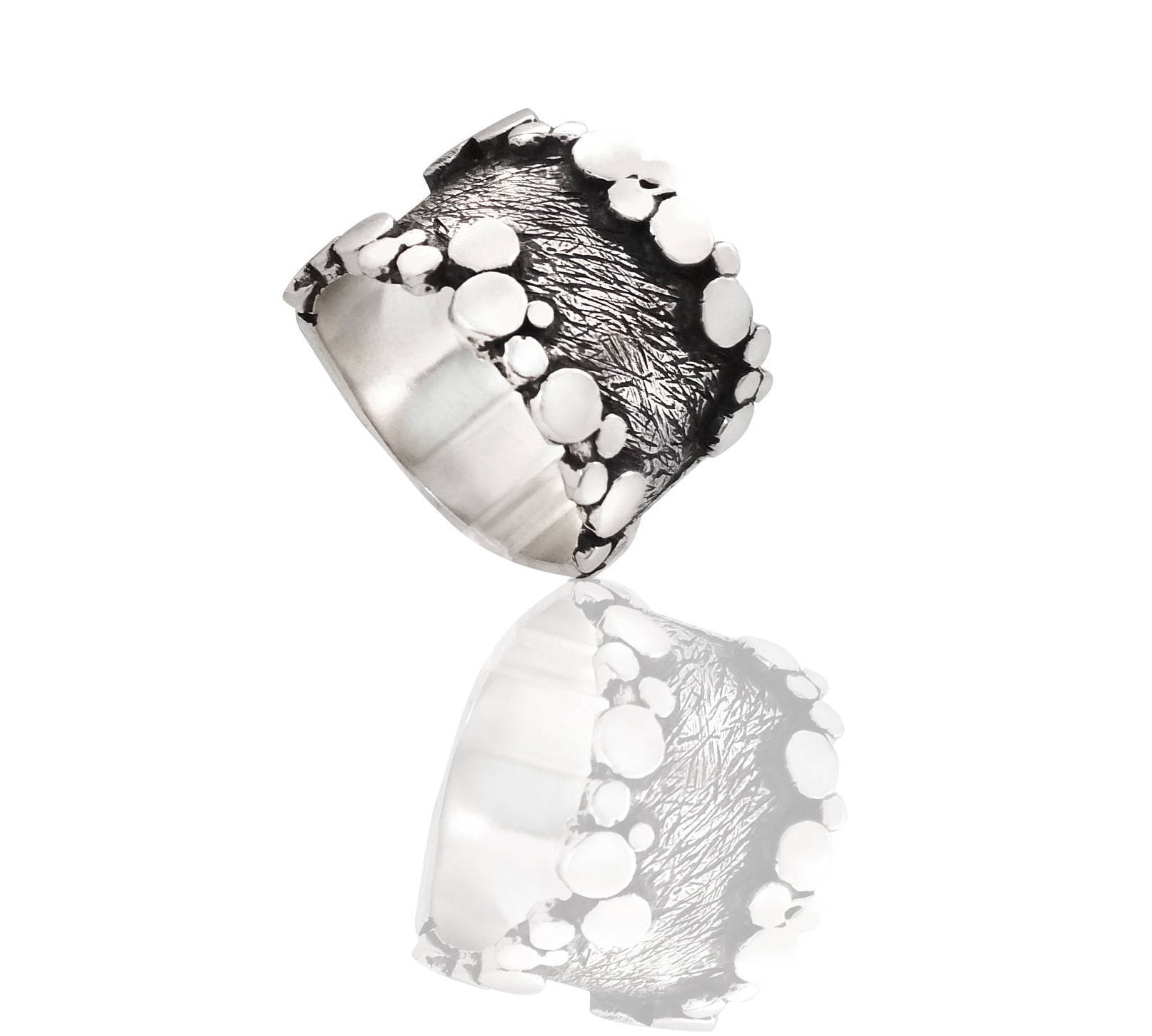 Silver Bubble Ring, Silver Oxidized Ring, Wide Wedding Ring, Thick Ring ...