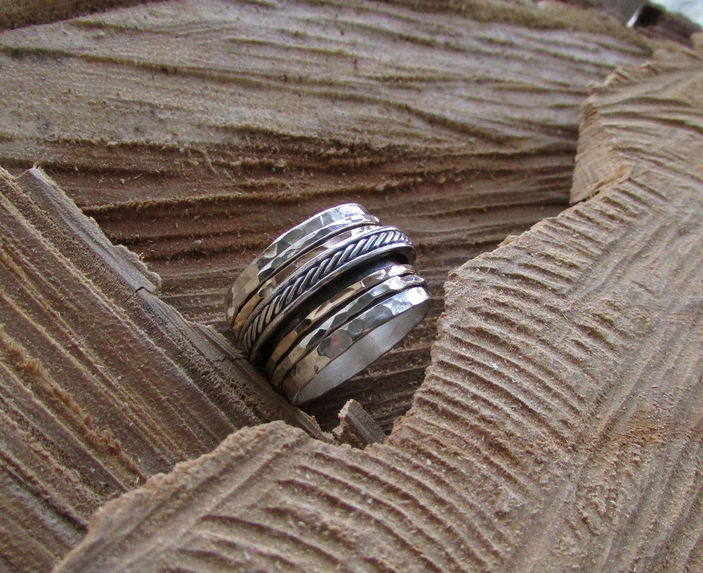 Sterling silver spinner ring spinning ring wide ring | Etsy