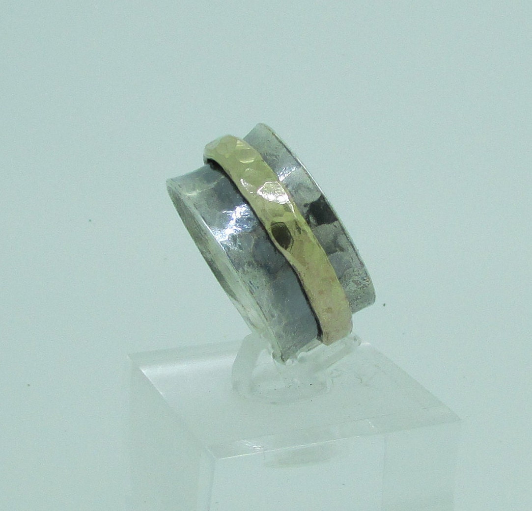 Two Tone Spinner Ring for Women, Meditation Ring, 925 Sterling Silver ...
