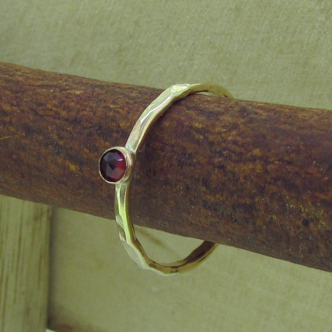 Garnet Ring Women's Birthstone Ring, Stacking Gemstone Ring, Sterling ...