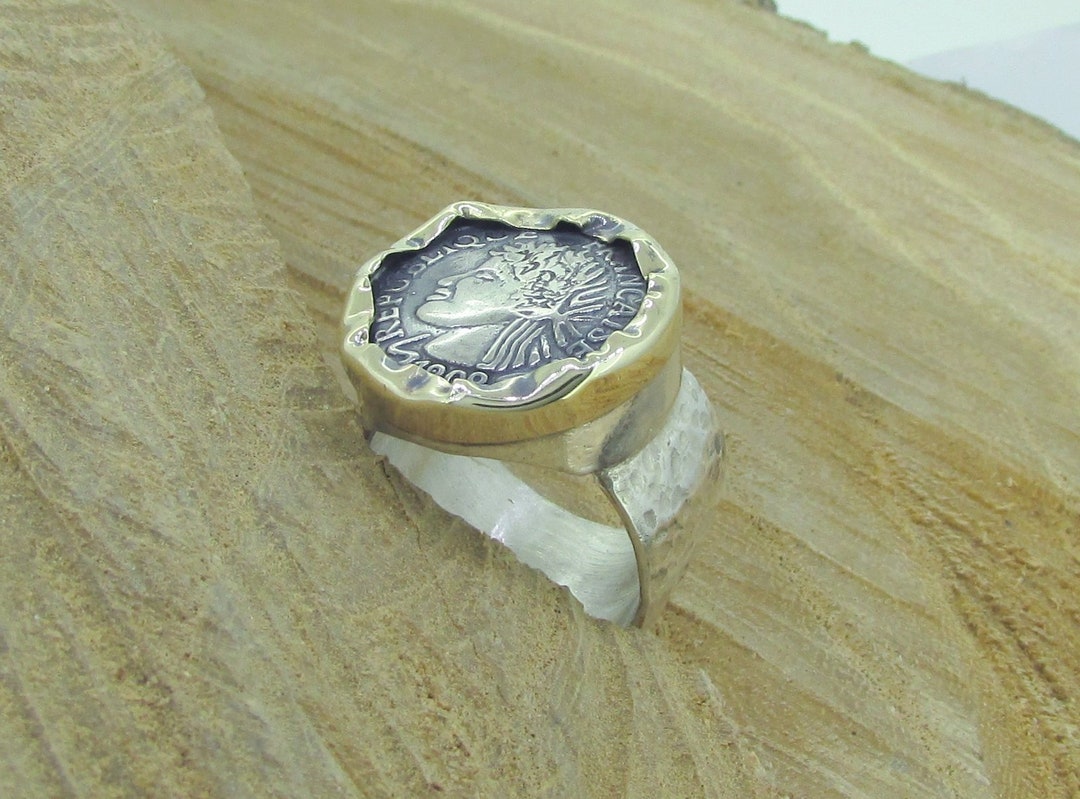 Silver Coin Ring, Ancient Ring, Gift for Women, Signet Ring, Chunky ...