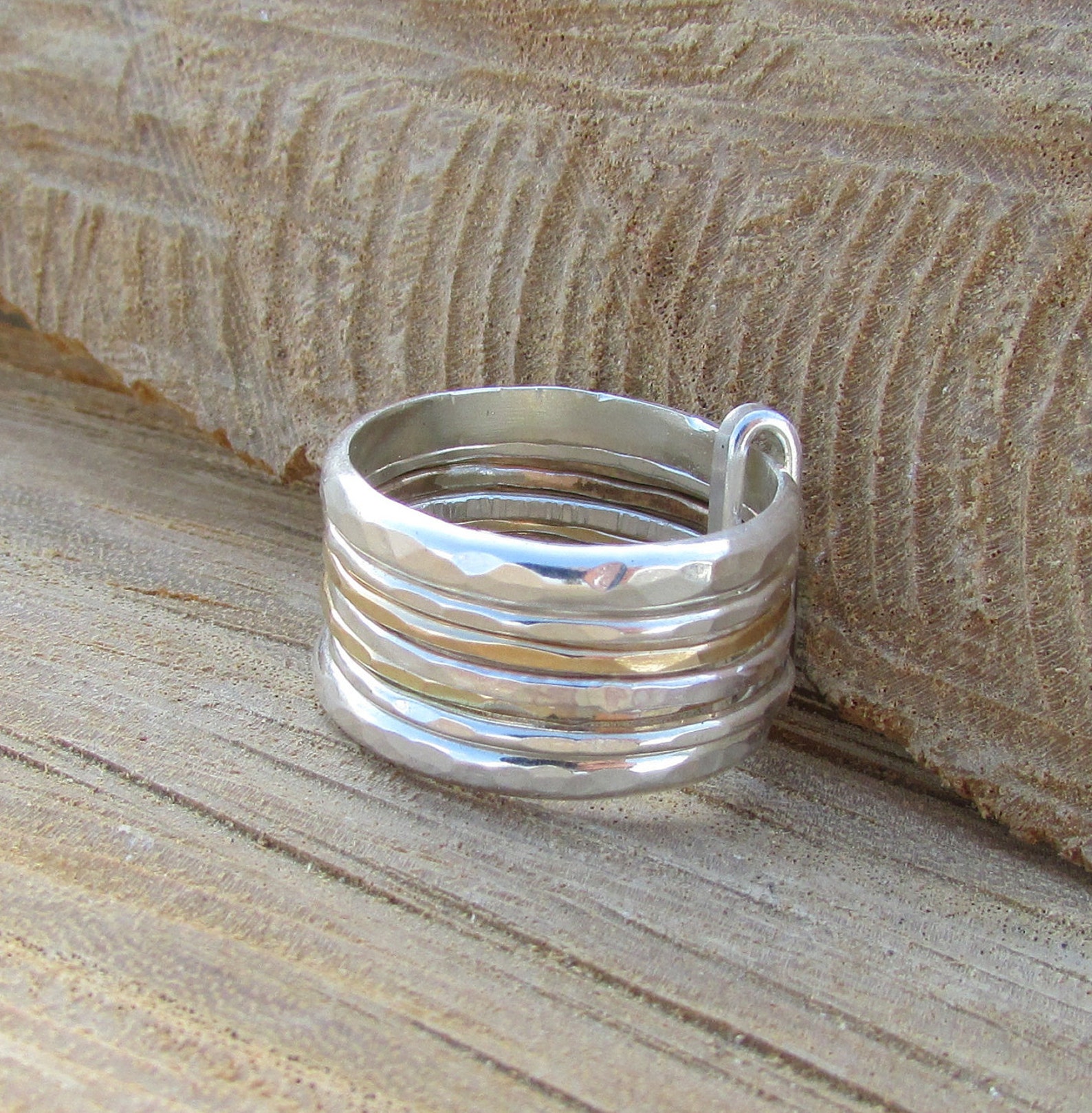Personalized Hammered Stackable Ring Spinning Vintage Ring - Etsy