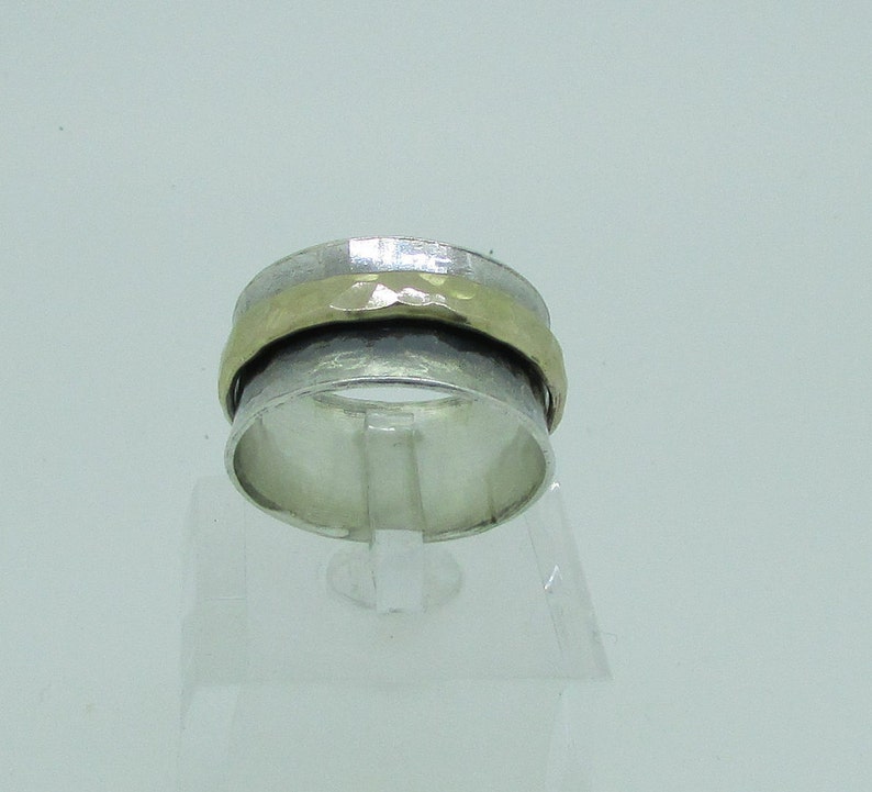 Two Tone Spinner Ring for Women, Meditation Ring, 925 Sterling Silver ...