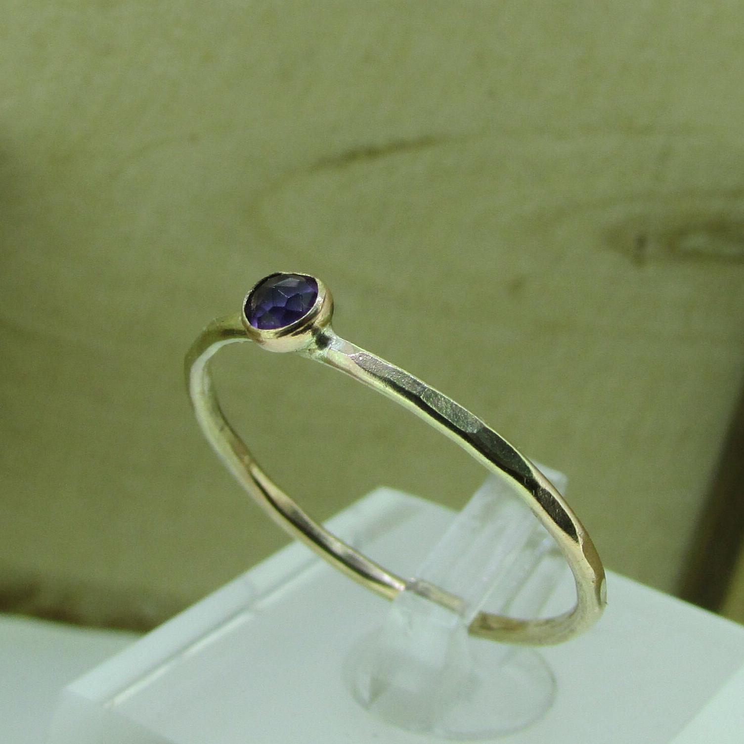 Unique Stacking Rings, Gold Filled Amethyst Rings, February Birthstone ...