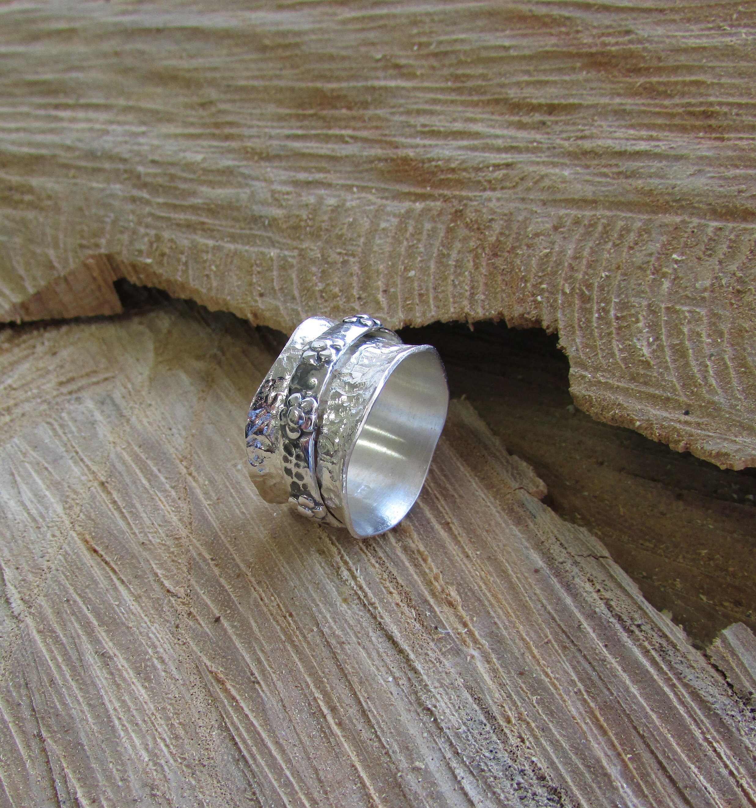 Silver Spinner Ring Spinning Ring Silver Flower Wedding | Etsy