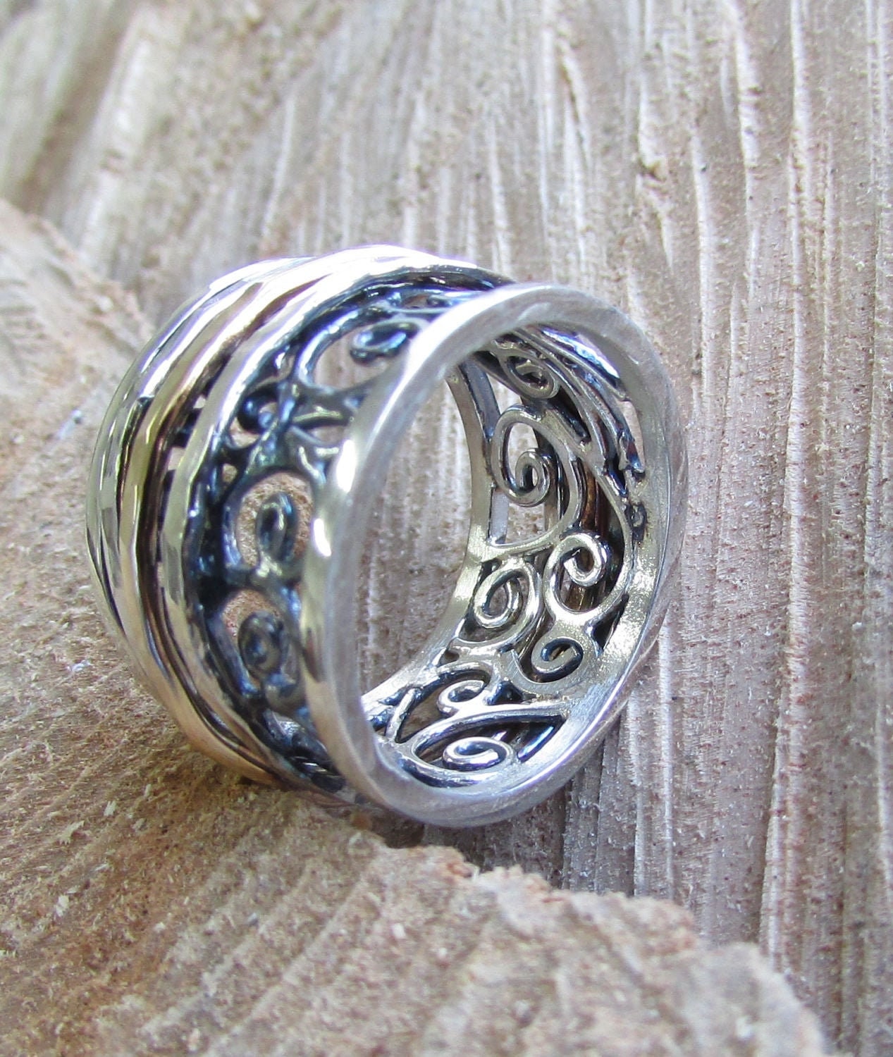 Vintage Style Silver Spinner Ring 925 Sterling Silver | Etsy