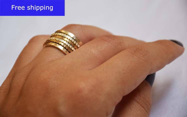 Statement Spinner Ring Boho Jewelry For Women 925 Sterling | Etsy