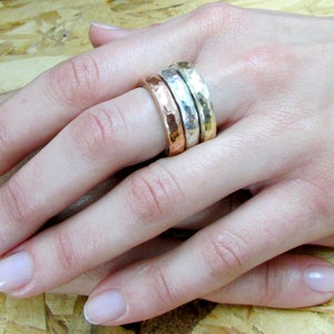 Wedding Rings, Set of 3 Gold Colors - Silver, Yellow and Rose Gold, 9K ...