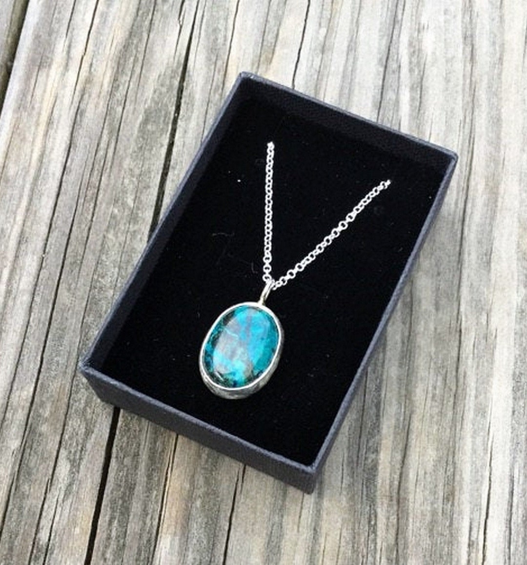 Eilat Stone Pendant - Oval Shaped , 925 Sterling Silver, King Solomon ...