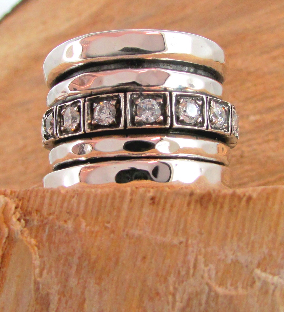 Wide Silver Wedding Ring, White Zircon Band Ring,designer Silver Ring ...