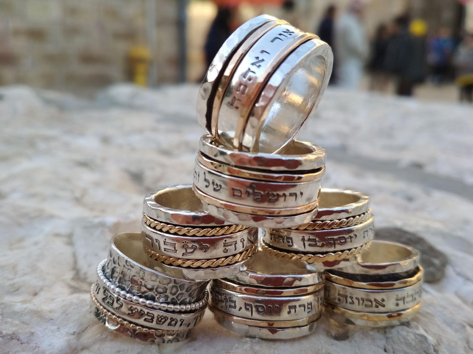 Judaica Ring Personalized Hebrew Ring Silver Spinner Ring | Etsy