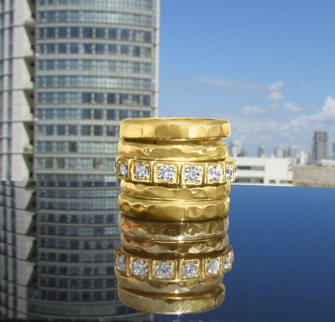 Meditation Ring for Women Spinner Ring Solid 14k Yellow Gold and ...