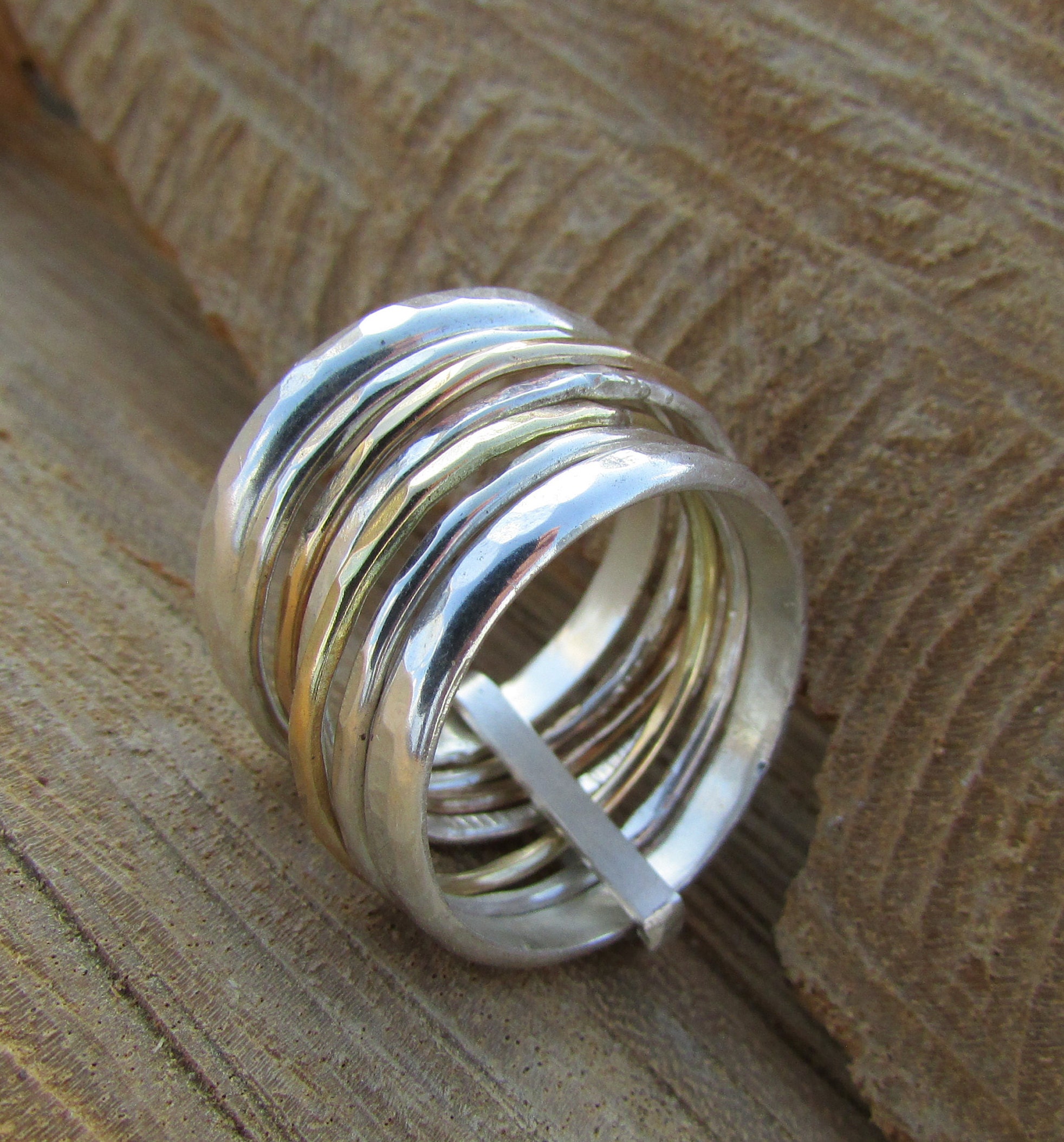 Personalized Hammered Stackable Ring Spinning Vintage Ring - Etsy
