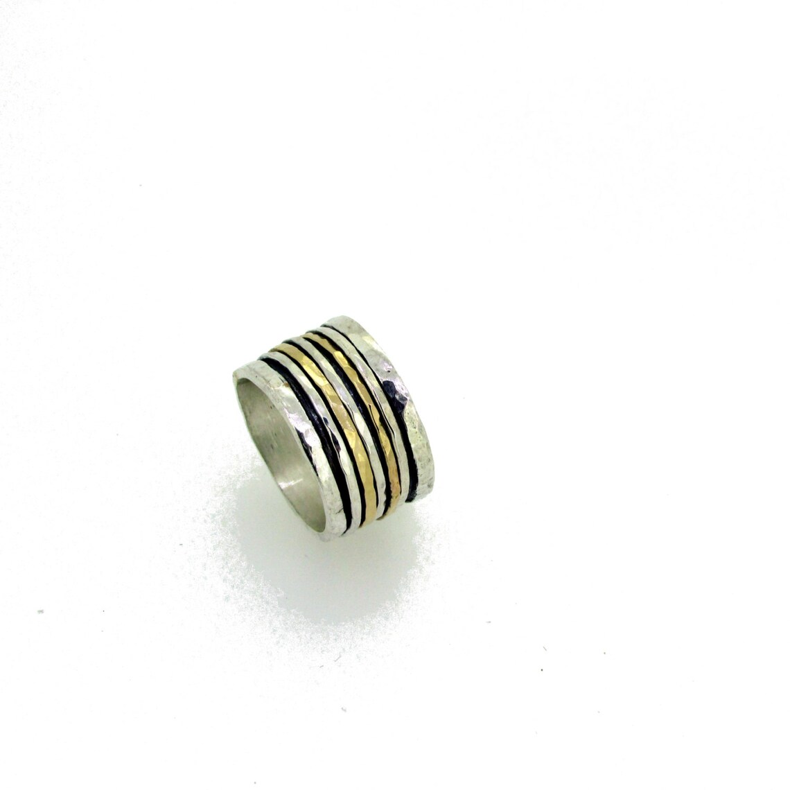 Two Tone Spinner Ring, Wide Band Ring, Meditation Ring, Boho Wedding ...