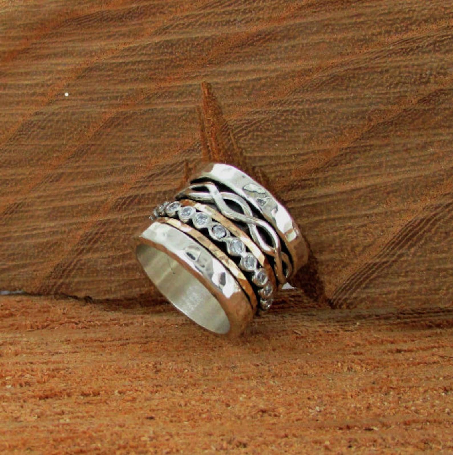 14K Gold and Silver Diamonds Ring Infinity Ring for Women - Etsy