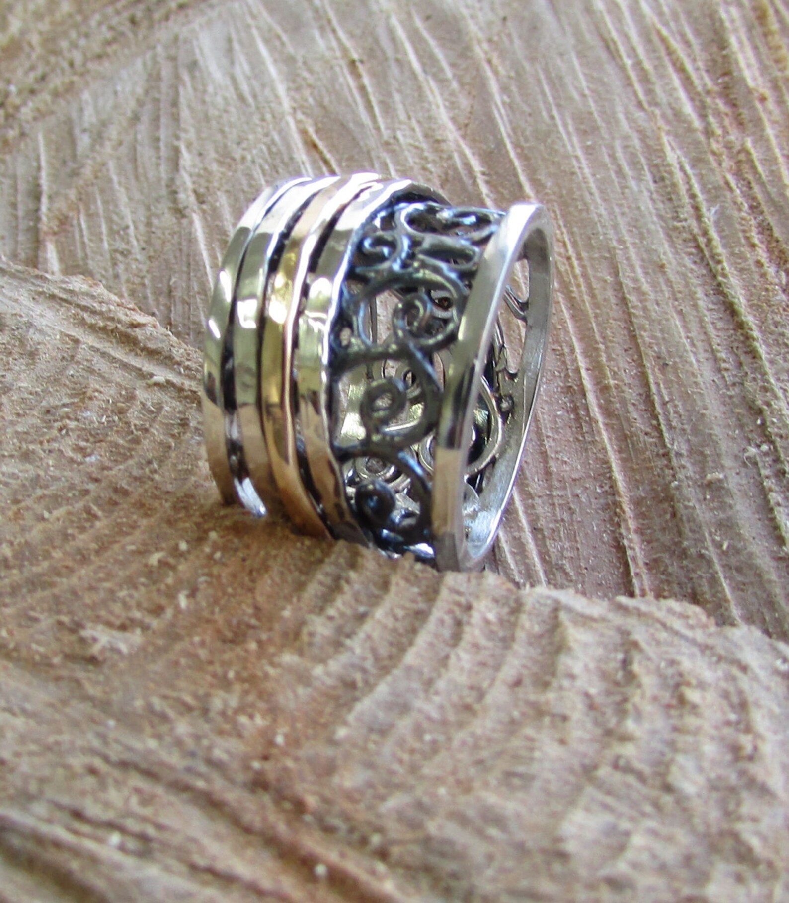 Vintage Style Silver Spinner Ring 925 Sterling Silver | Etsy