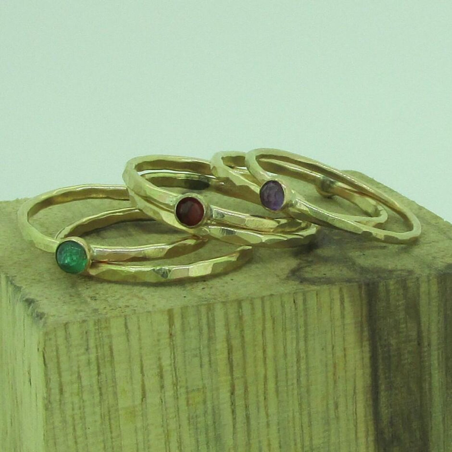 Unique Stacking Rings, Gold Filled Amethyst Rings, February Birthstone ...