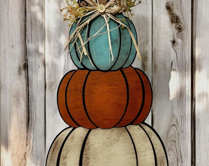 Stacked Farmhouse Pumpkins | Harvest Decor | Fall Decor - Etsy