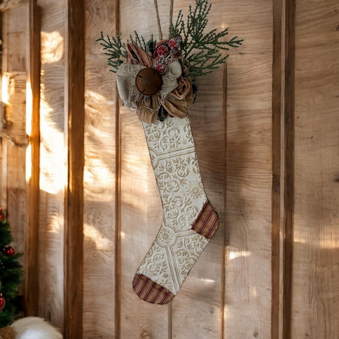 Primitive Christmas Sock - Etsy