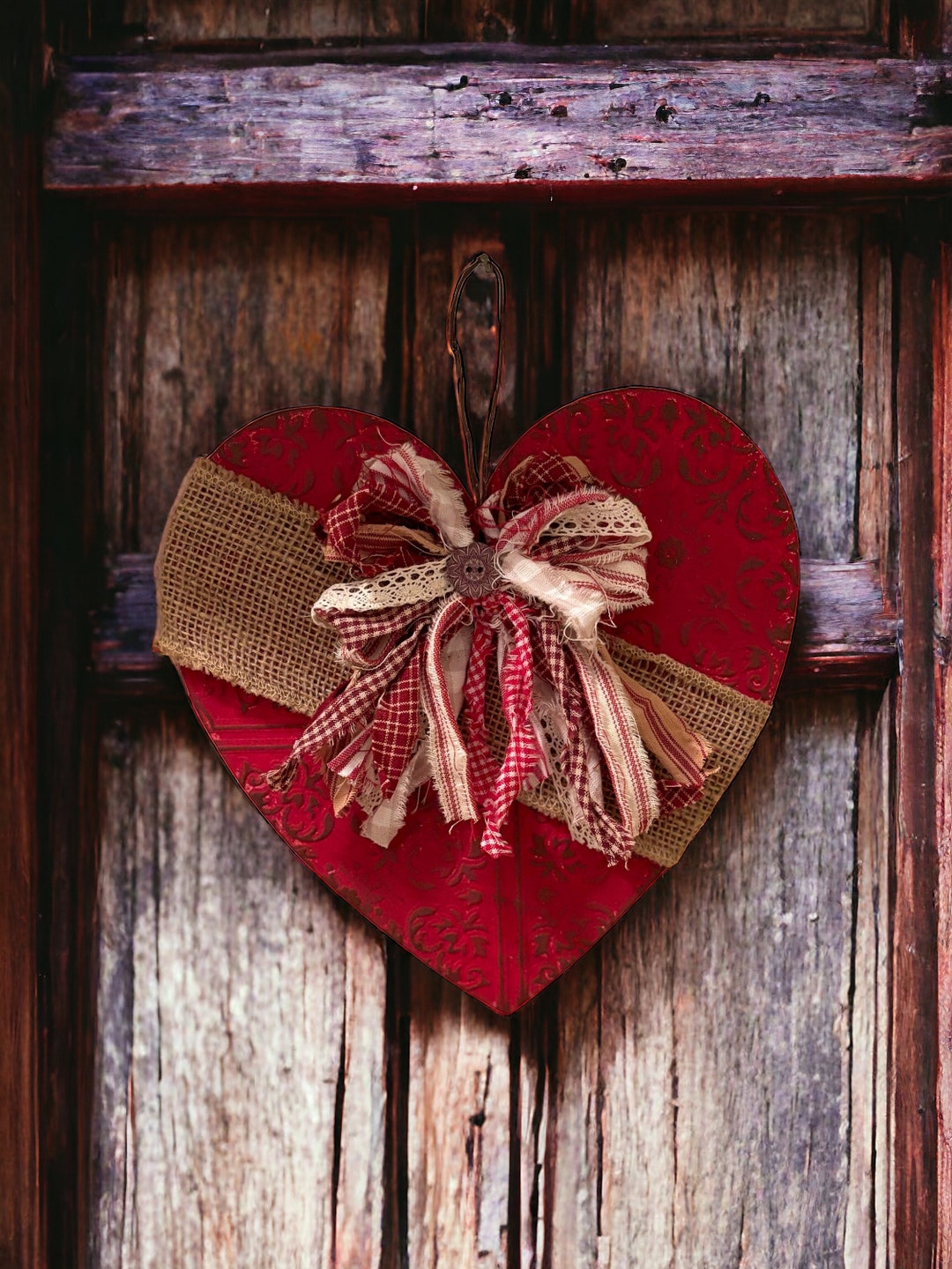 Vintage Valentine Textured Heart Valentine's Day Decor - Etsy