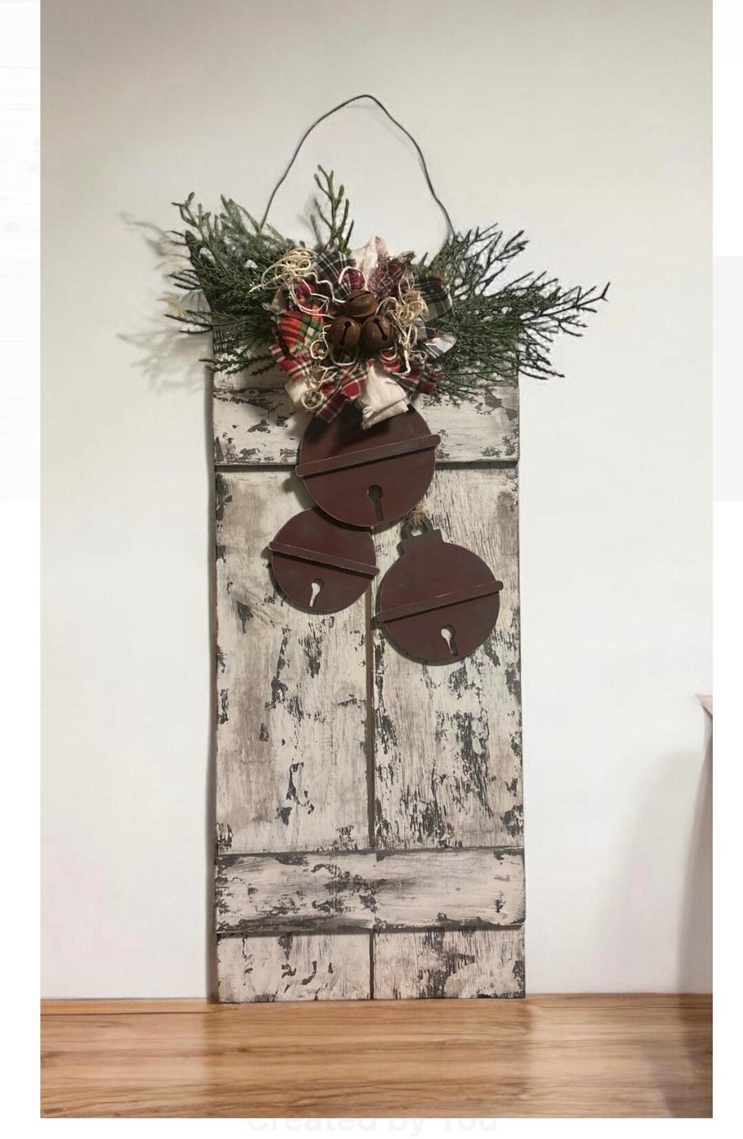 Faux Rustic Farmhouse Christmas Jingle Bells Window Shutter - Etsy
