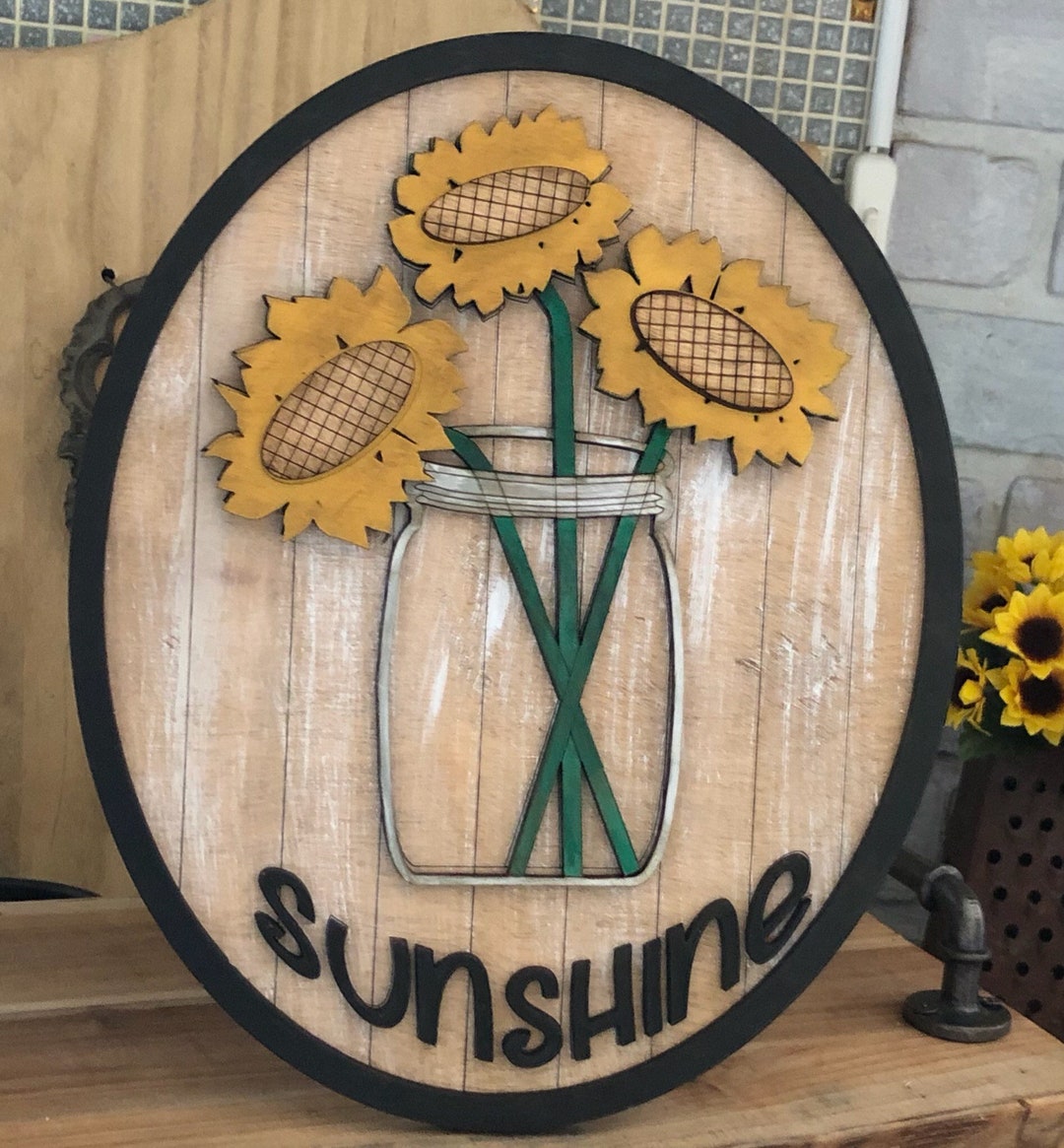 Sunflowers in Mason Jar | Sunshine | Rustic Farmhouse Decor - Etsy