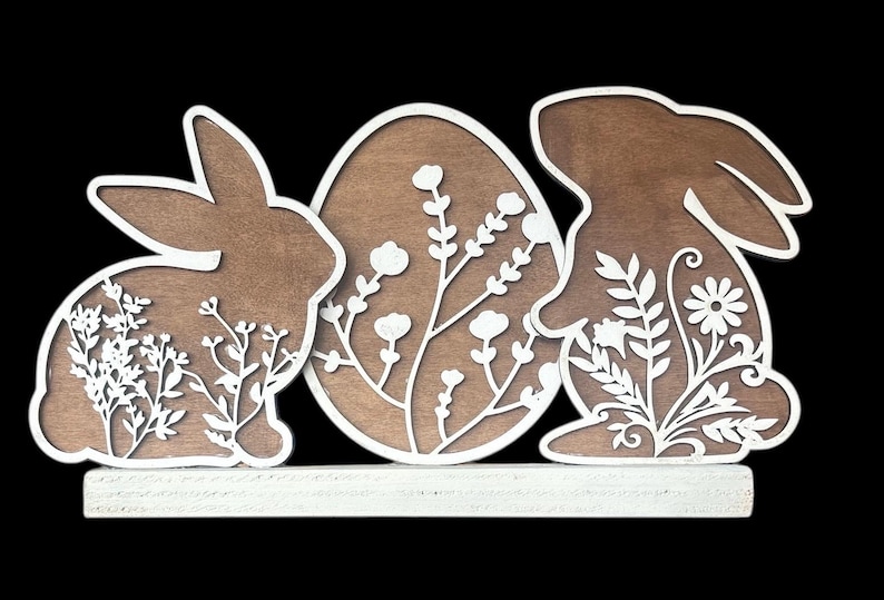 Floral Bunnies and Egg | Spring Decor | Easter Decor - Etsy
