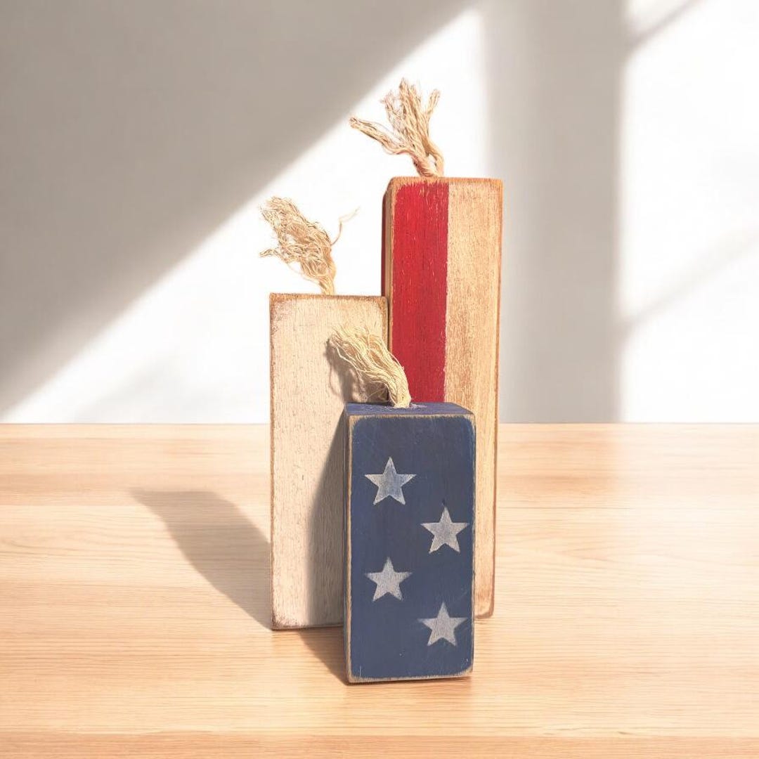 Set of 2" Wood Firecrackers | Wood Fireworks | Fourth of July ...