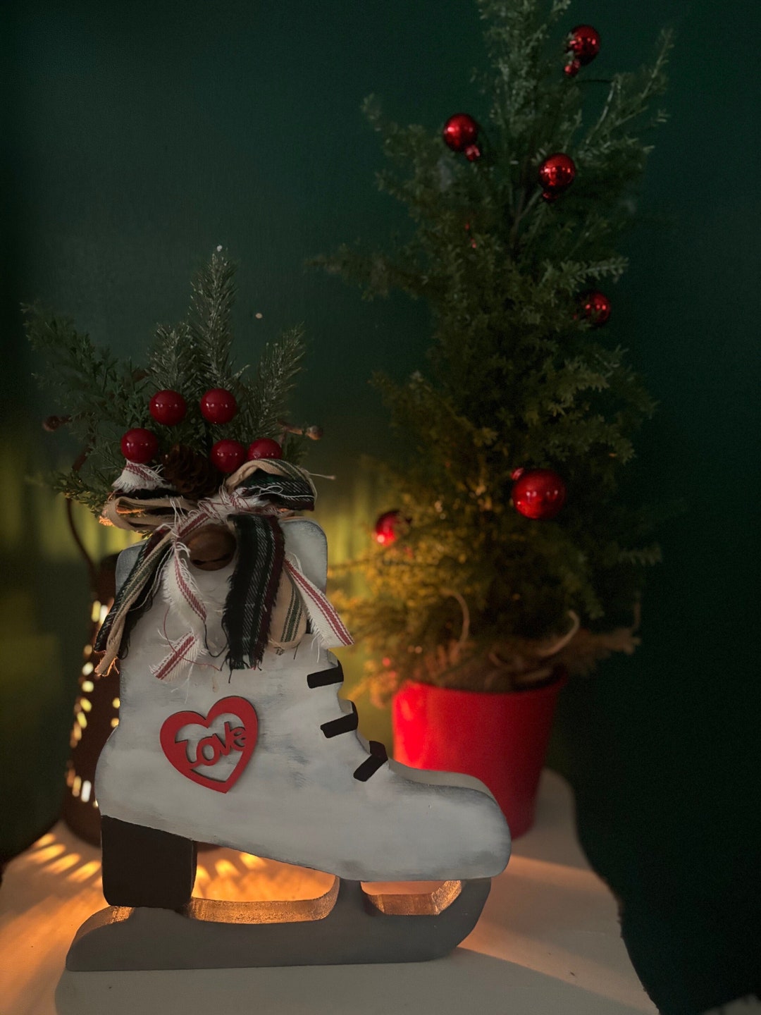 Winter Decor Valentine Decor Ice Skates Shelf Sitter Holiday Decor ...