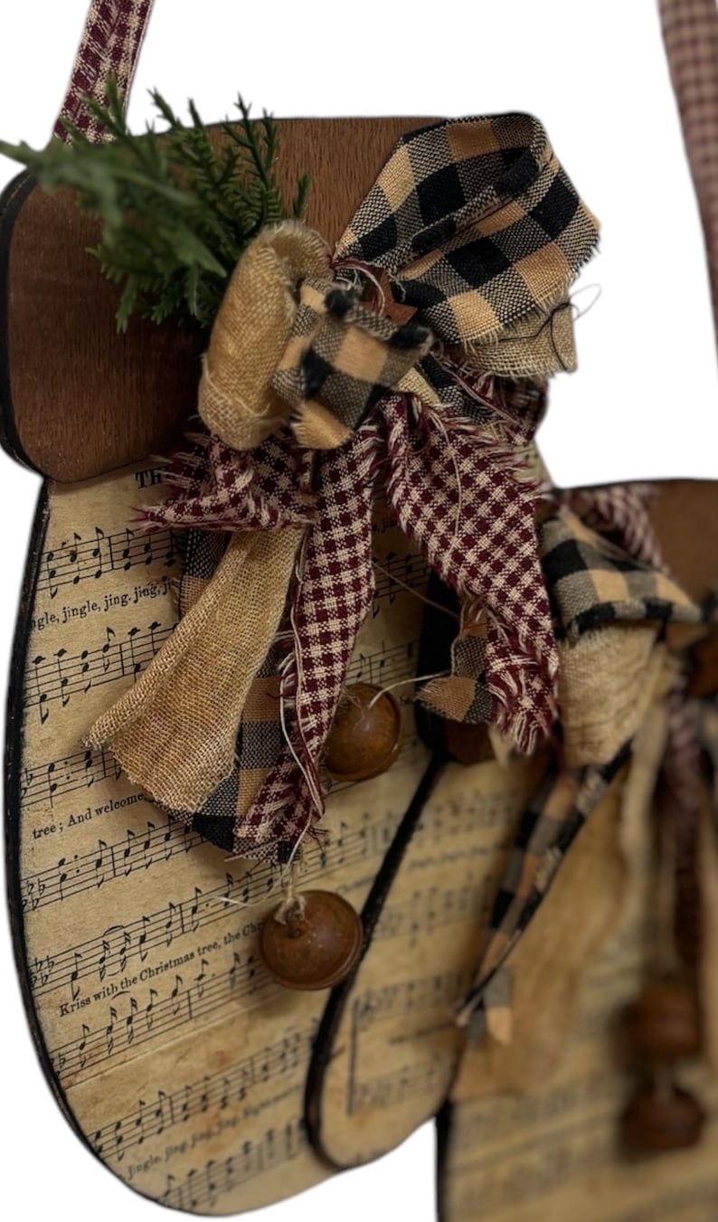Winter Wooden Music Sheet Mittens | Winter Decor - Etsy