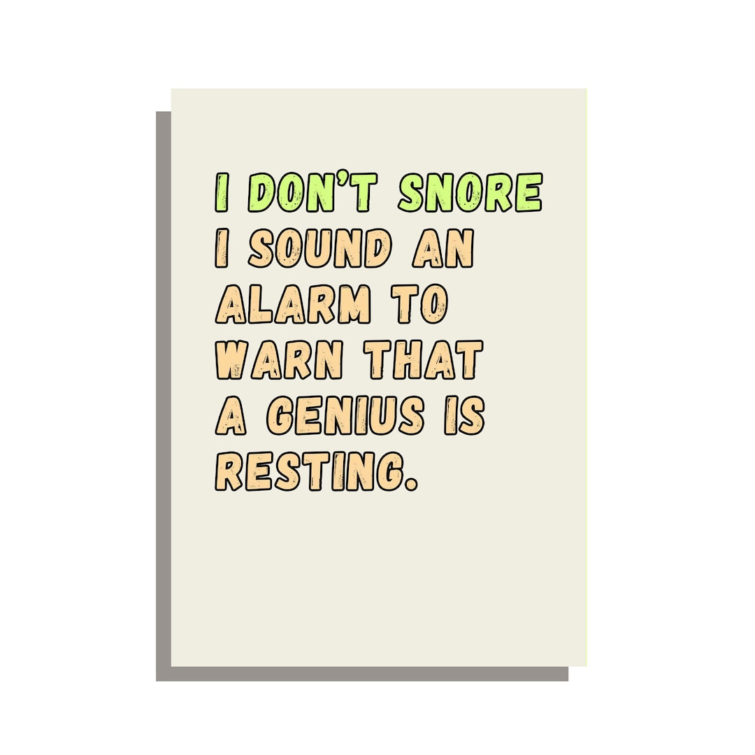 Genius Snore Funny Birthday Card - Etsy