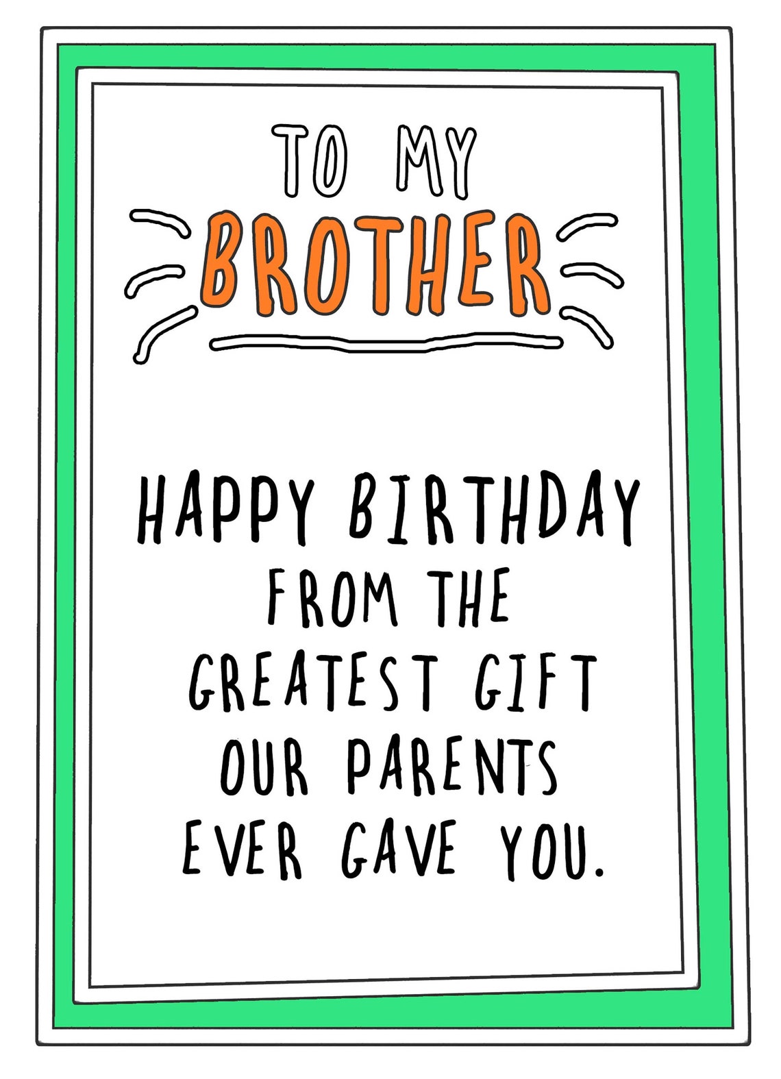 Brother Funny Card Card for Brother Birthday Card Brother - Etsy