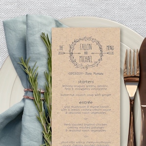 Rustic Wedding Dinner Menu Supper Luncheon Food List Cuisine EDITABLE ...