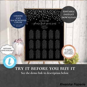 Wedding Seating Chart Table Assignment Poster Reception Dinner Table ...