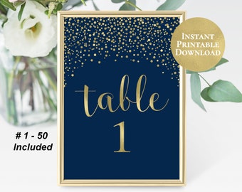 Table Number Signs Printable 5x7 Wedding Table Marker 1-50 | Etsy