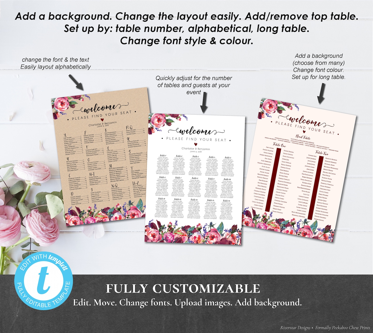 Wedding Seating Chart Table Assignment Poster Reception Dinner - Etsy ...