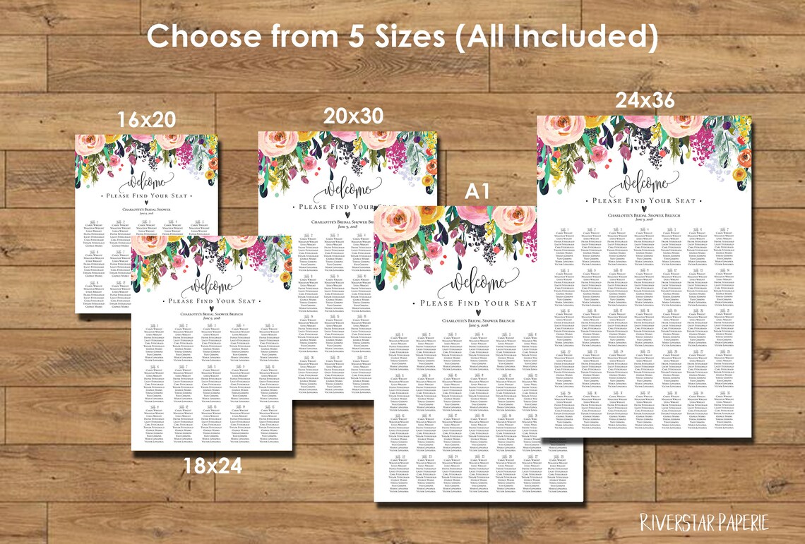 Table Seating Chart Poster Sign EDITABLE PRINTABLE Wedding | Etsy