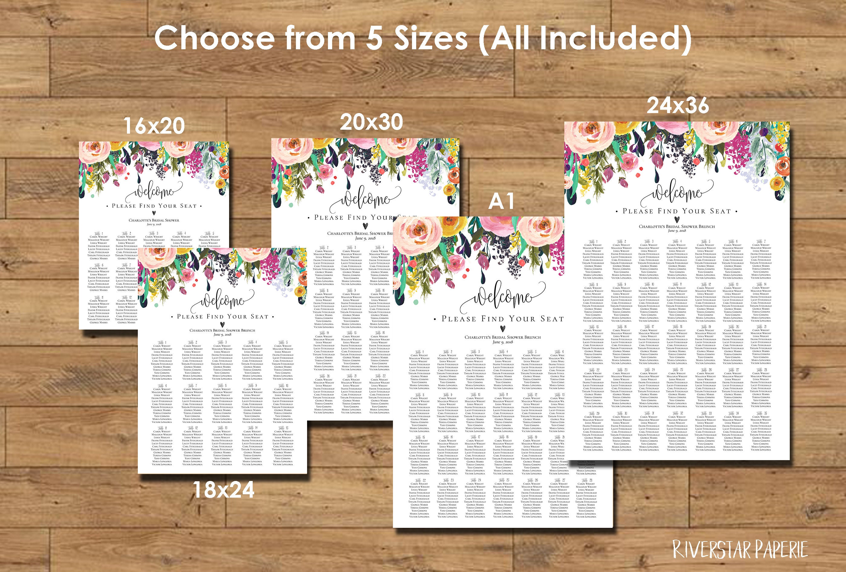 Table Seating Chart Poster Sign EDITABLE PRINTABLE Wedding - Etsy