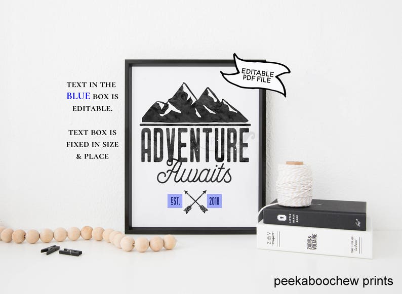 Adventure Awaits EDITABLE PRINTABLE Wall Art Retro Camping - Etsy