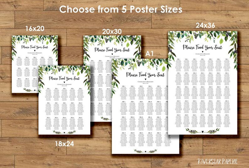 Wedding Seating Chart Table Assignment Poster Reception Dinner - Etsy