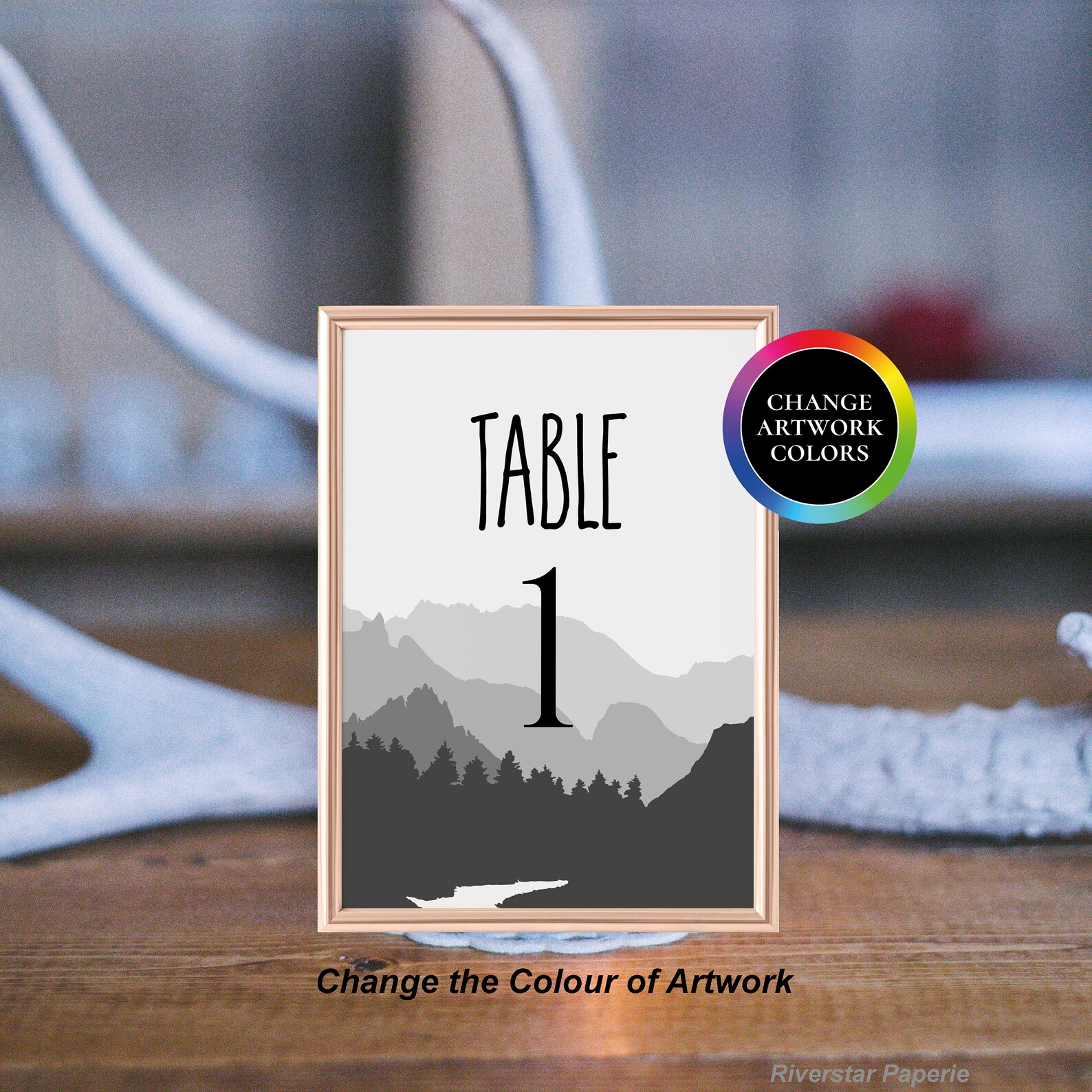 Mountain Table Numbers EDITABLE PRINTABLE Change Color Wedding | Etsy