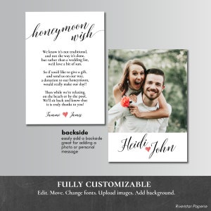 Honeymoon Wish Poem Template Wedding Wish House Fund Money Gift Poem ...