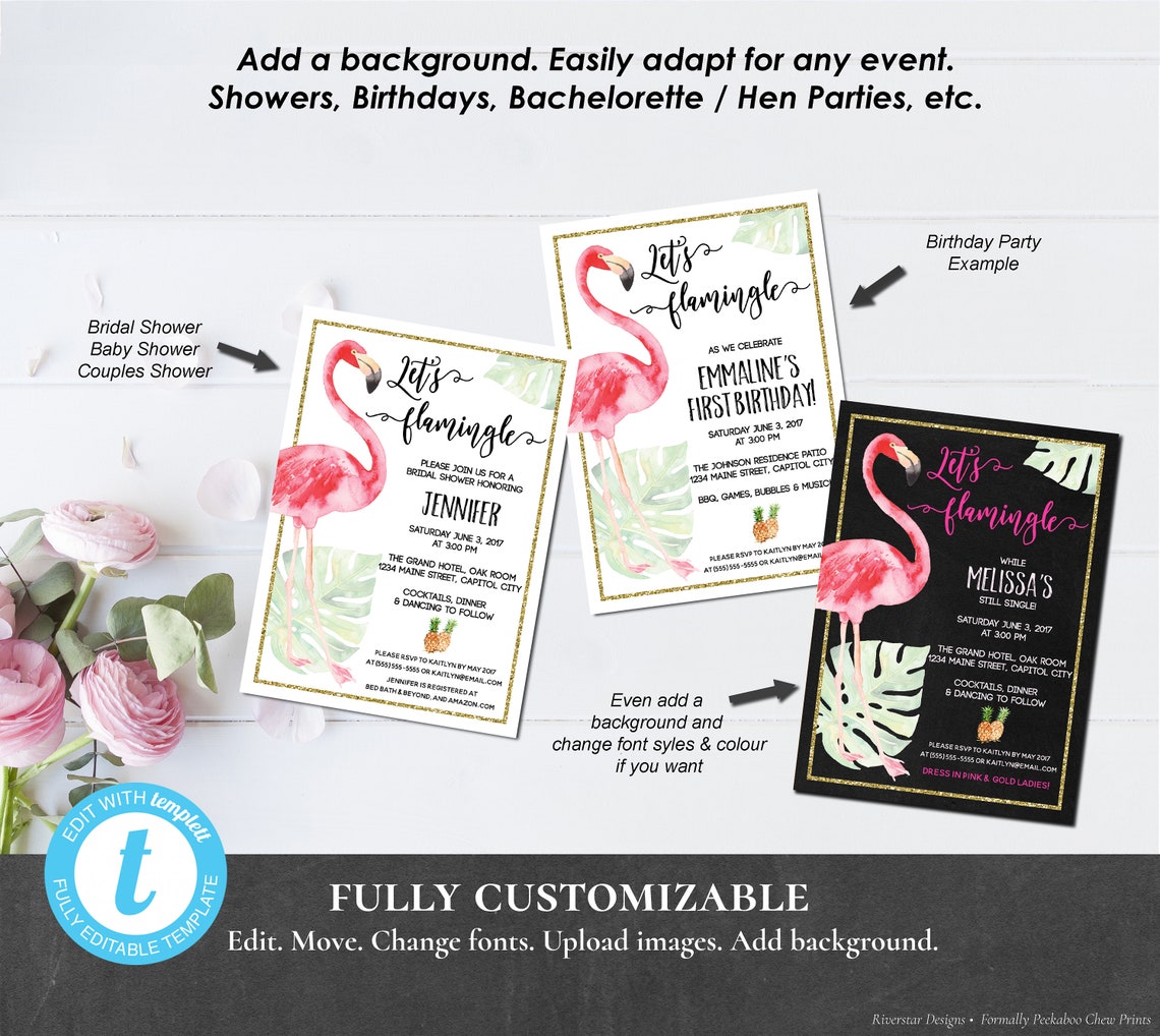 Flamingo Party Invitation Let's Flamingle EDITABLE | Etsy