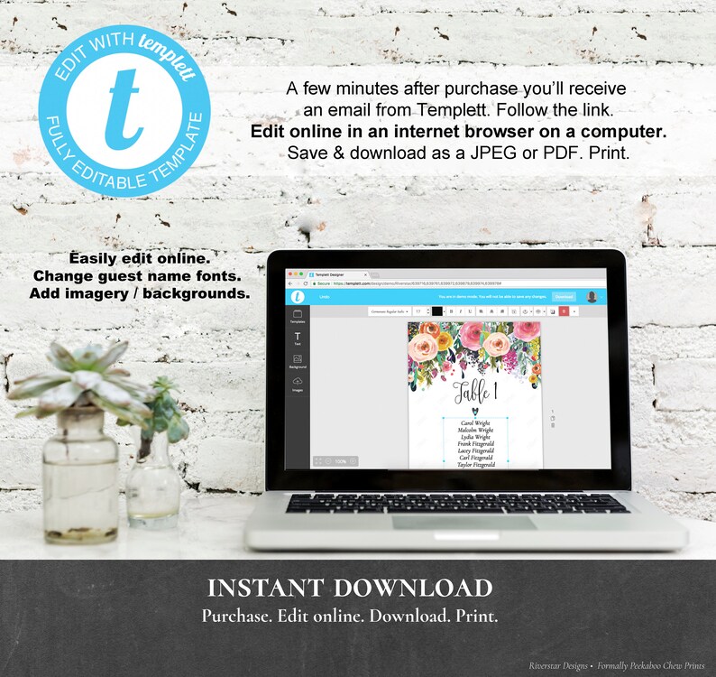 5x7 Table Seating Chart Cards EDITABLE PRINTABLE Wedding - Etsy