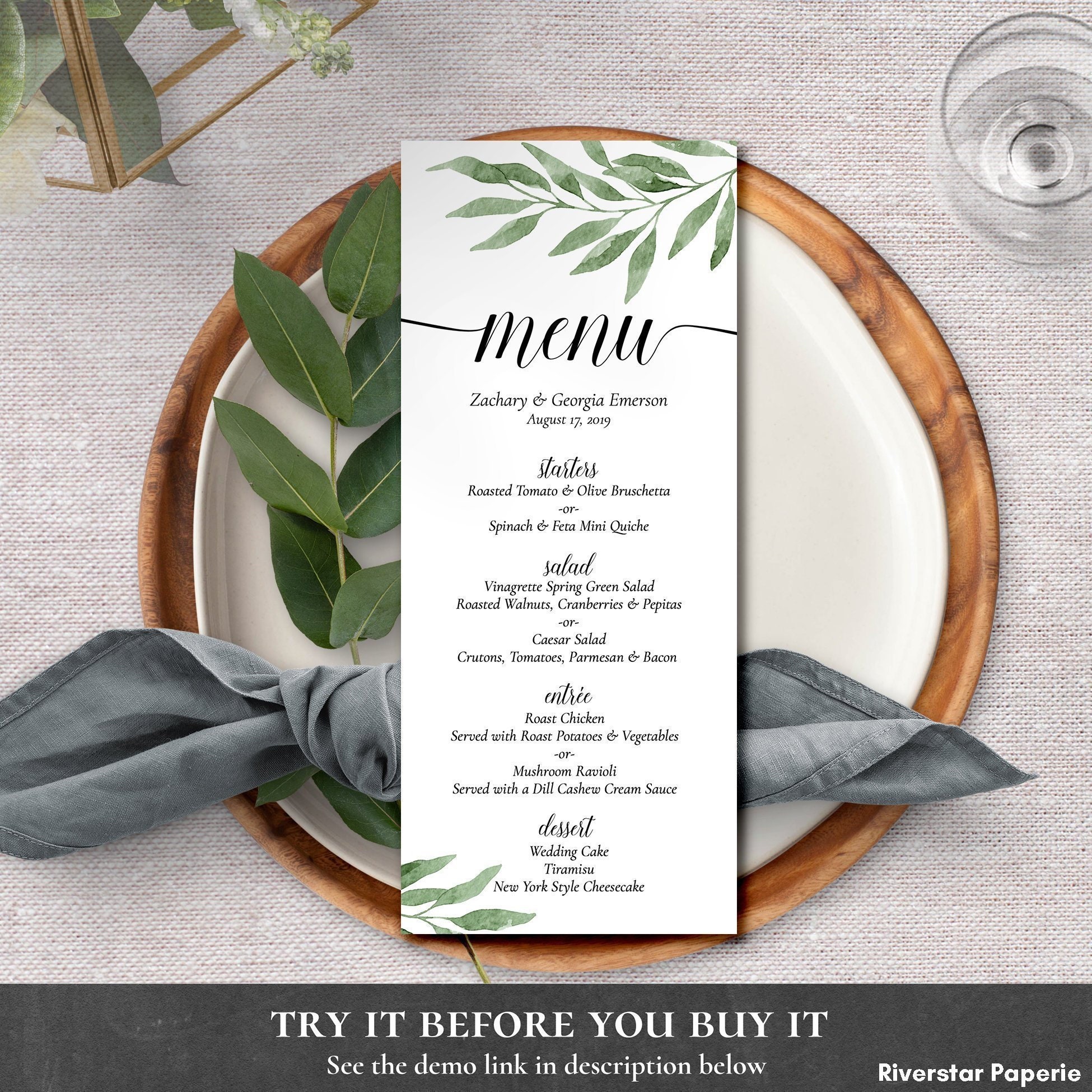 Wedding Dinner Menu Supper Luncheon Food List EDITABLE - Etsy