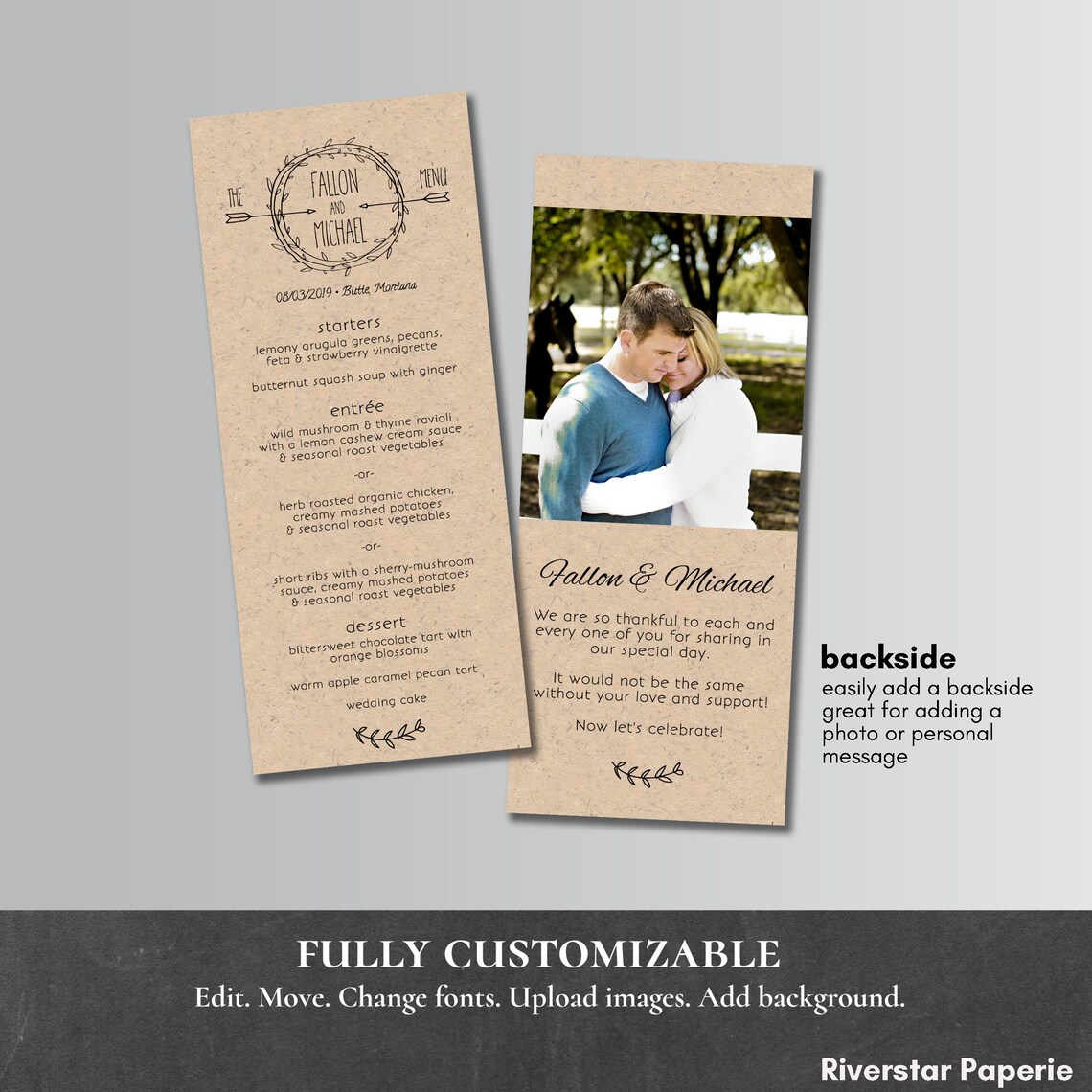 Rustic Wedding Dinner Menu Supper Luncheon Food List Cuisine - Etsy