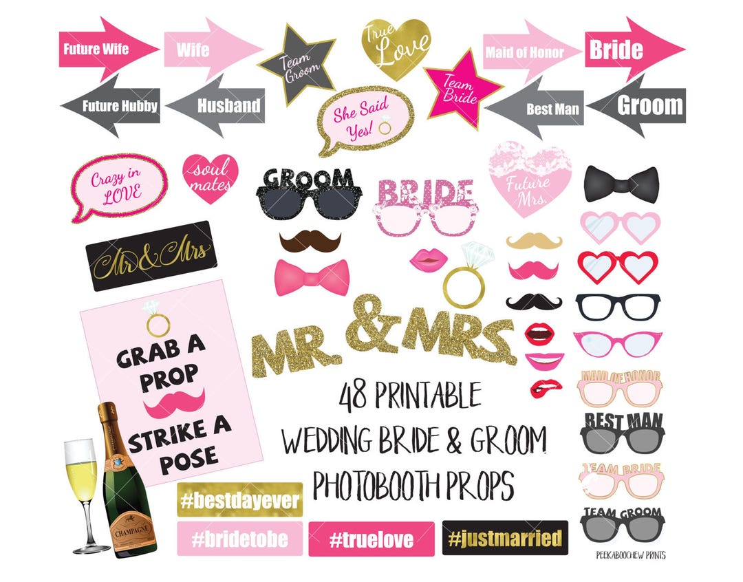 Wedding Photo Booth Props Bridal Shower Bachelorette Hen - Etsy