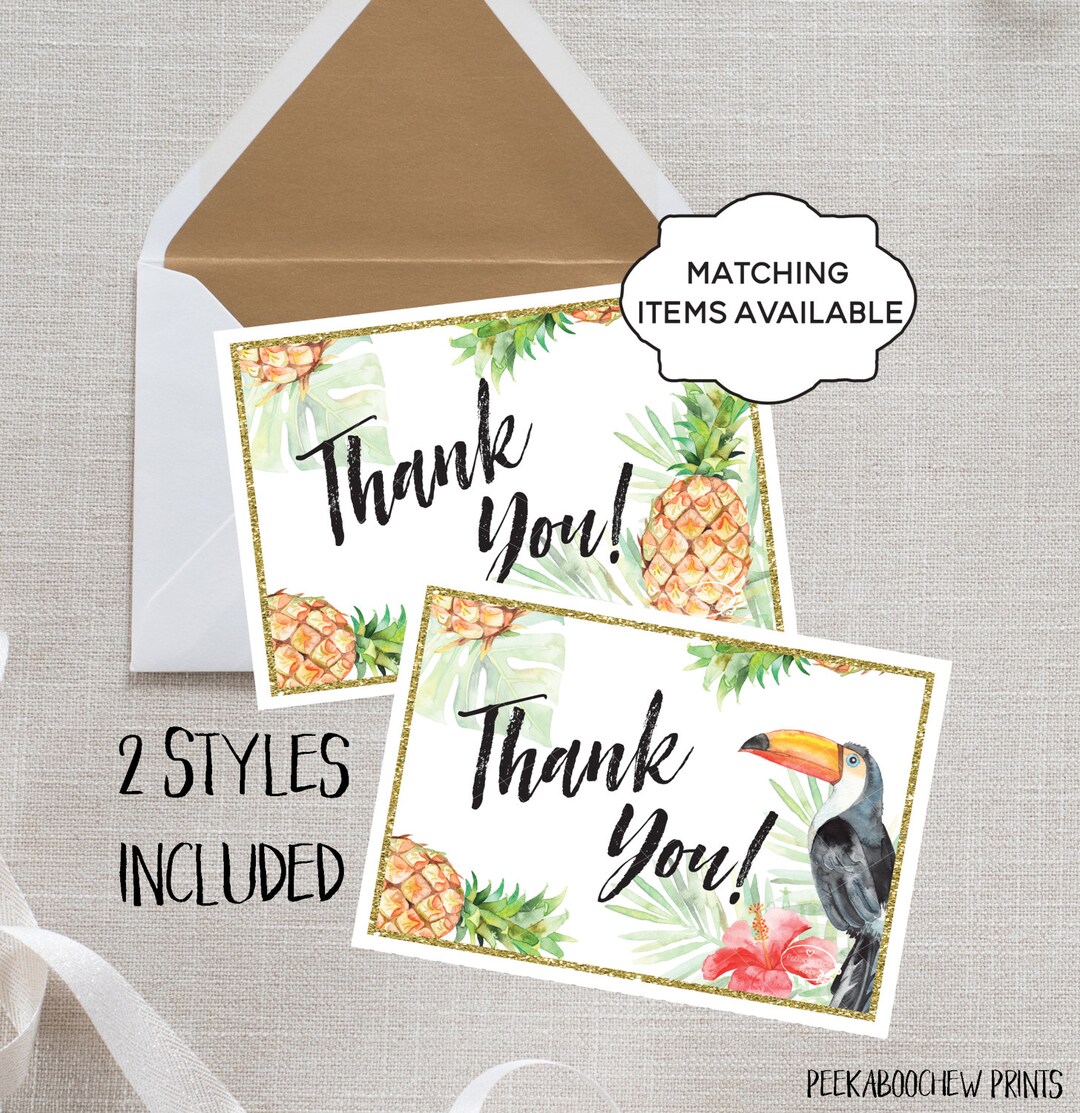 Thank You Card Flamingo Pineapple Tropical Party Thanks Lets Flamingle ...
