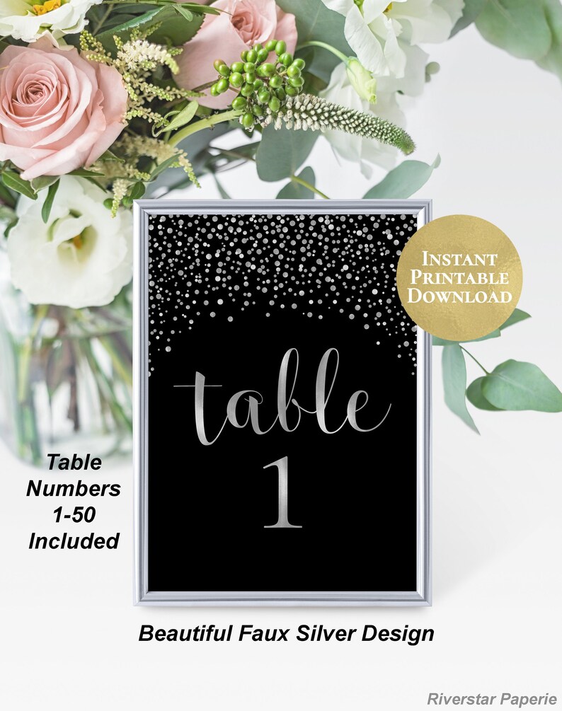 Table Number Signs Printable 5x7 Wedding Table Marker 1-50 | Etsy